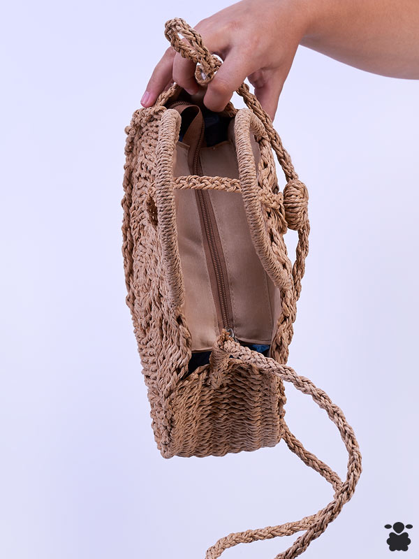 Bolso boho chic aube marrón, de mimbre Oveja Bohemia