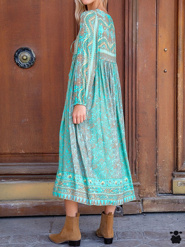 Vestido boho chic Gaya turquesa Oveja Bohemia