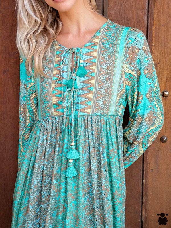 Vestido boho chic Gaya turquesa Oveja Bohemia