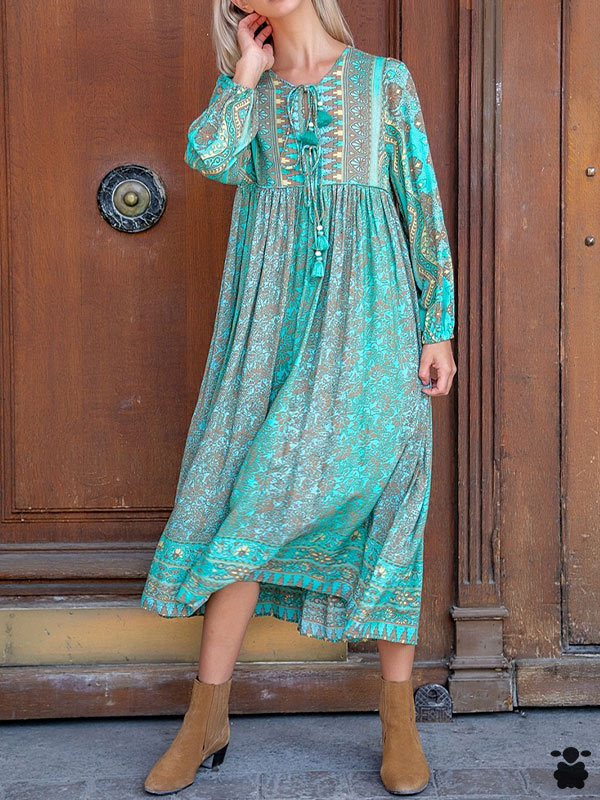Vestido boho chic Gaya turquesa Oveja Bohemia