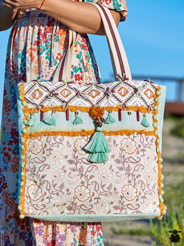 Bolso boho chic Xenia turquesa - Oveja Bohemia