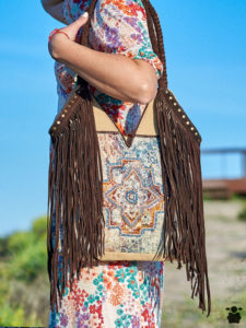 Bolso boho chic Xenia turquesa - Oveja Bohemia