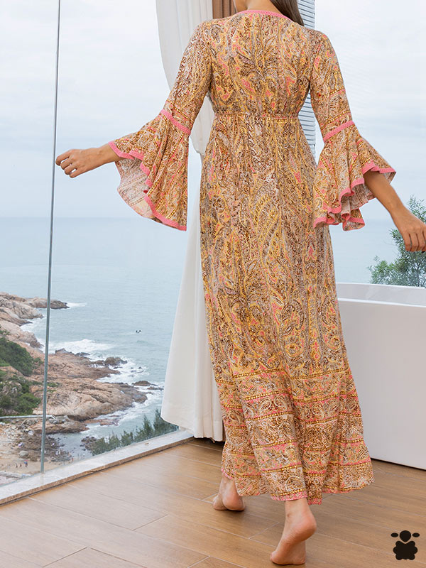 Vestido boho chic beige y rosa - Oveja Bohemia